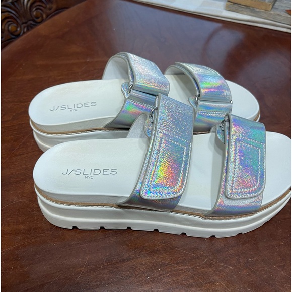 J/SLIDES | Shoes | Jslides Nyc Iridescent Metallic 9 J Slides Sandals ...